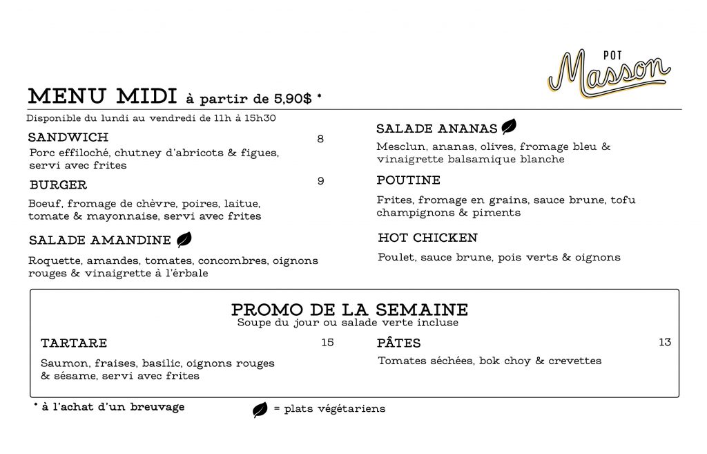 MENU MIDI 11-07 | Restaurant Pot Masson