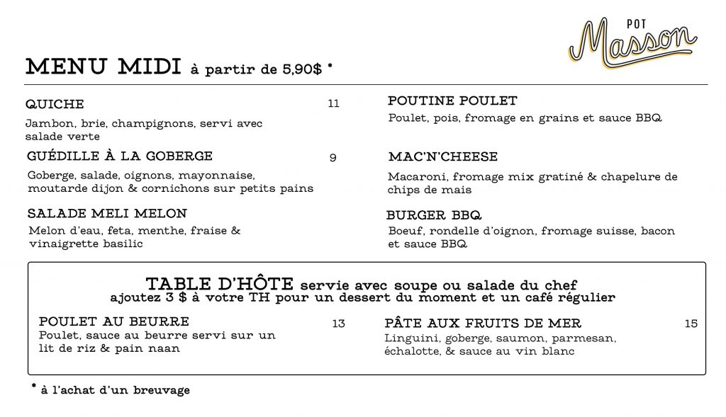 menu pot masson demi | Restaurant Pot Masson